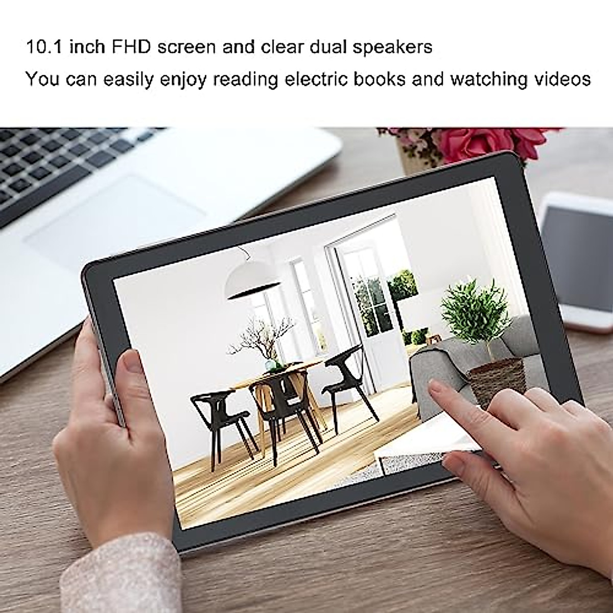ICRPSTU HD Tablet 10.1 Inch Tablet PC 6GB RAM 128GB ROM Octa Core Multifunction Dual Speakers for Android 10 Learning Work (Grey)