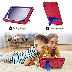 SIBEITU Case for Galaxy Tab A9 Plus 11 Inch 2023 with Screen Protector & Stand for Kids | Rugged Protective for A9+ Tablet Case SM-X210/X216/X218, Dark Red