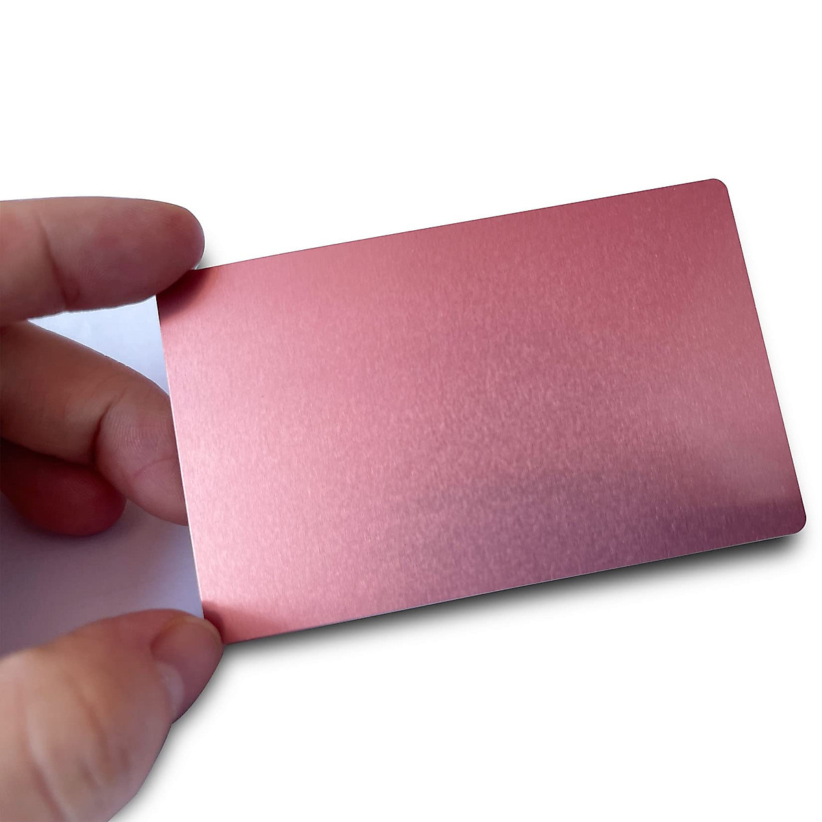 Ebamaz 50PCS Thick 0.45mm Matte Black Finish Aluminum Metal Business Cards Blanks 3.4 X2.13 inch for Customer Laser Engraving (Rose Golden, Blank)