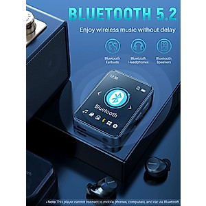 DONEST 64GB MP3 Player Bluetooth 5.2 Touch Screen Music Player with Speakers Lossless Sound Quality mp3 with FM Radio Recording E-Book 1.8 inch Screen Includes Back Clip/Player Case/Earphone/TF Card