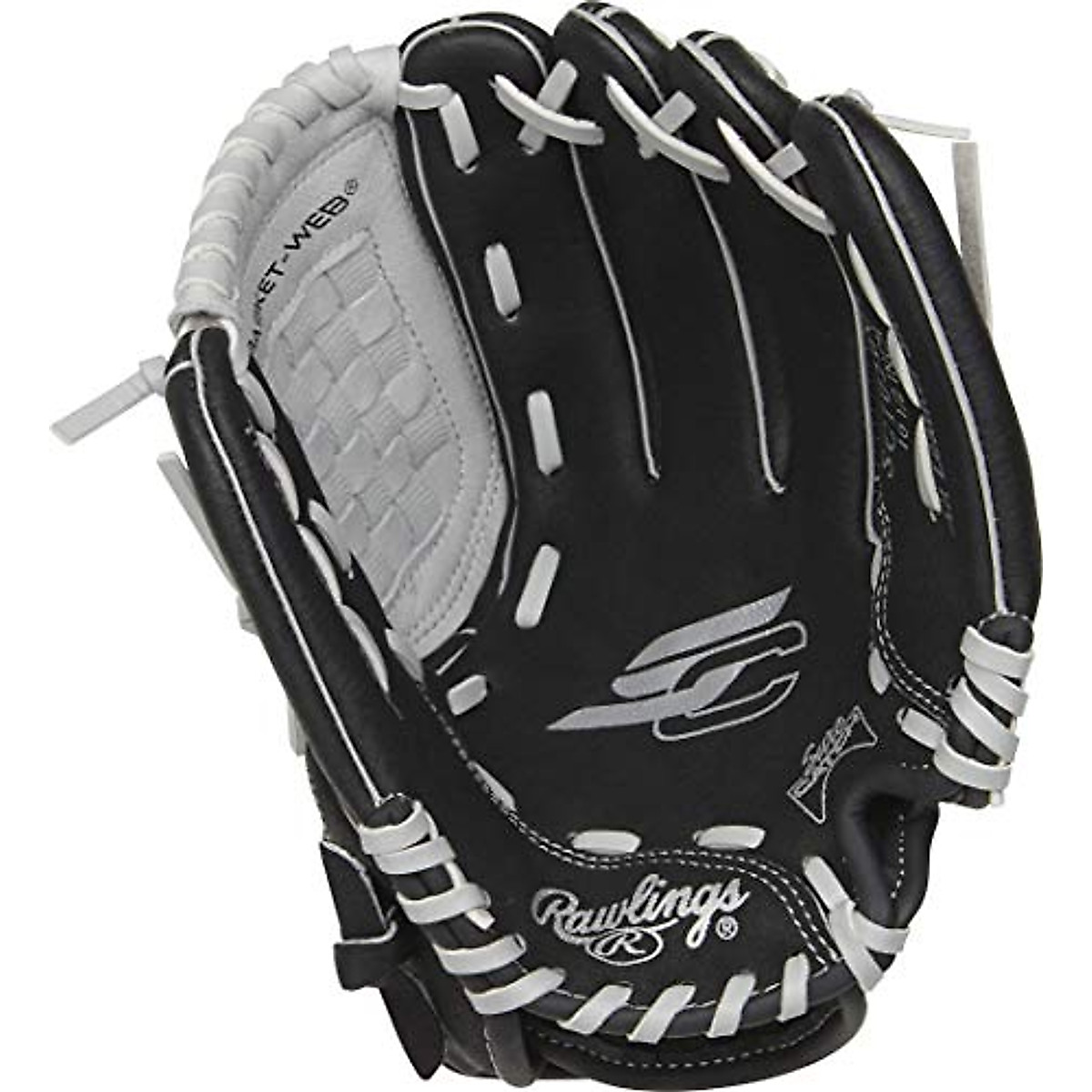 Rawlings | SURE CATCH T-Ball & Youth Baseball Glove | Right Hand Throw | 10.5" | Black/Grey