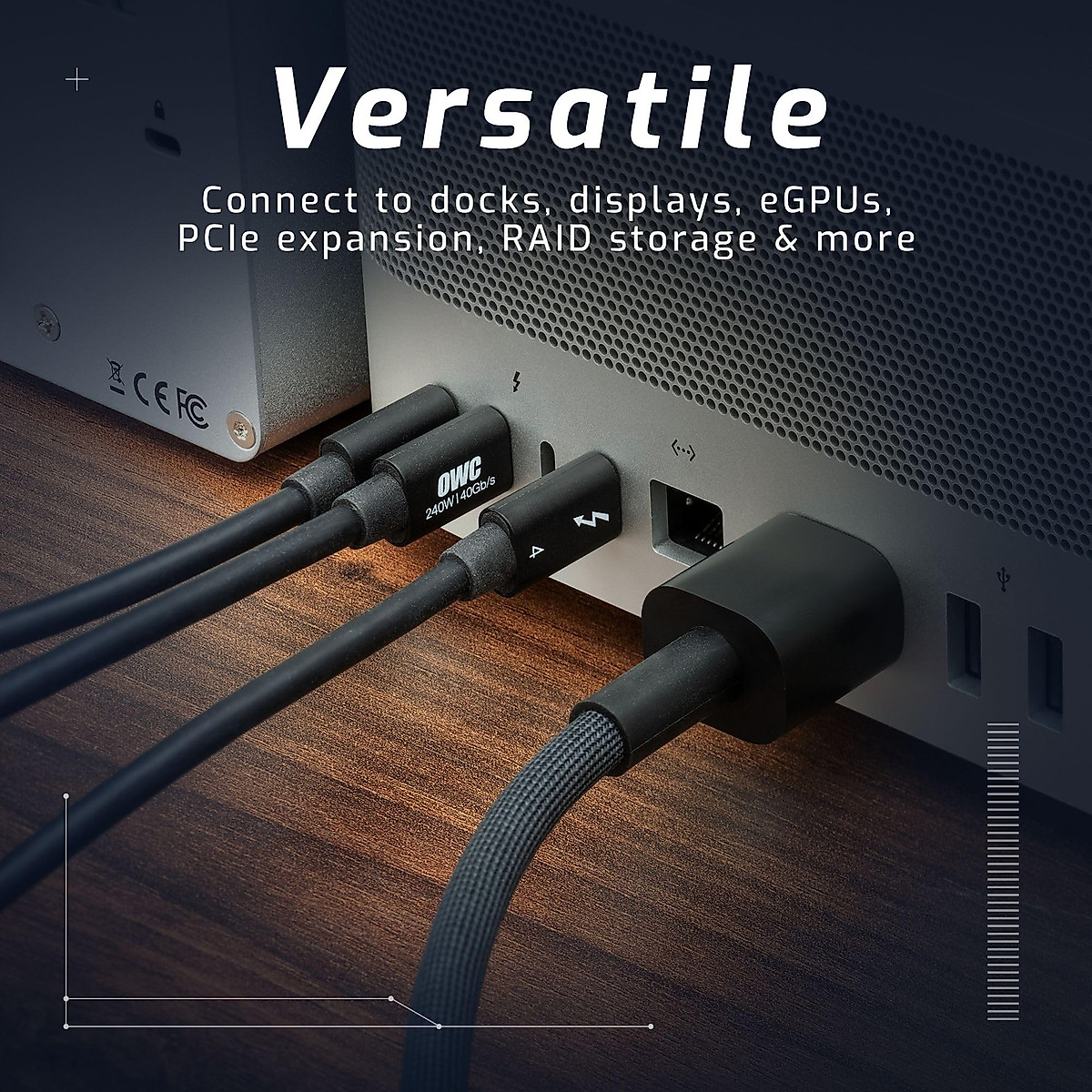 OWC 28-Inch Thunderbolt 4 and USB-C Cable with 40 GBPS Data Transfer, 240W Power Charging and 8K Video Capability (Black)