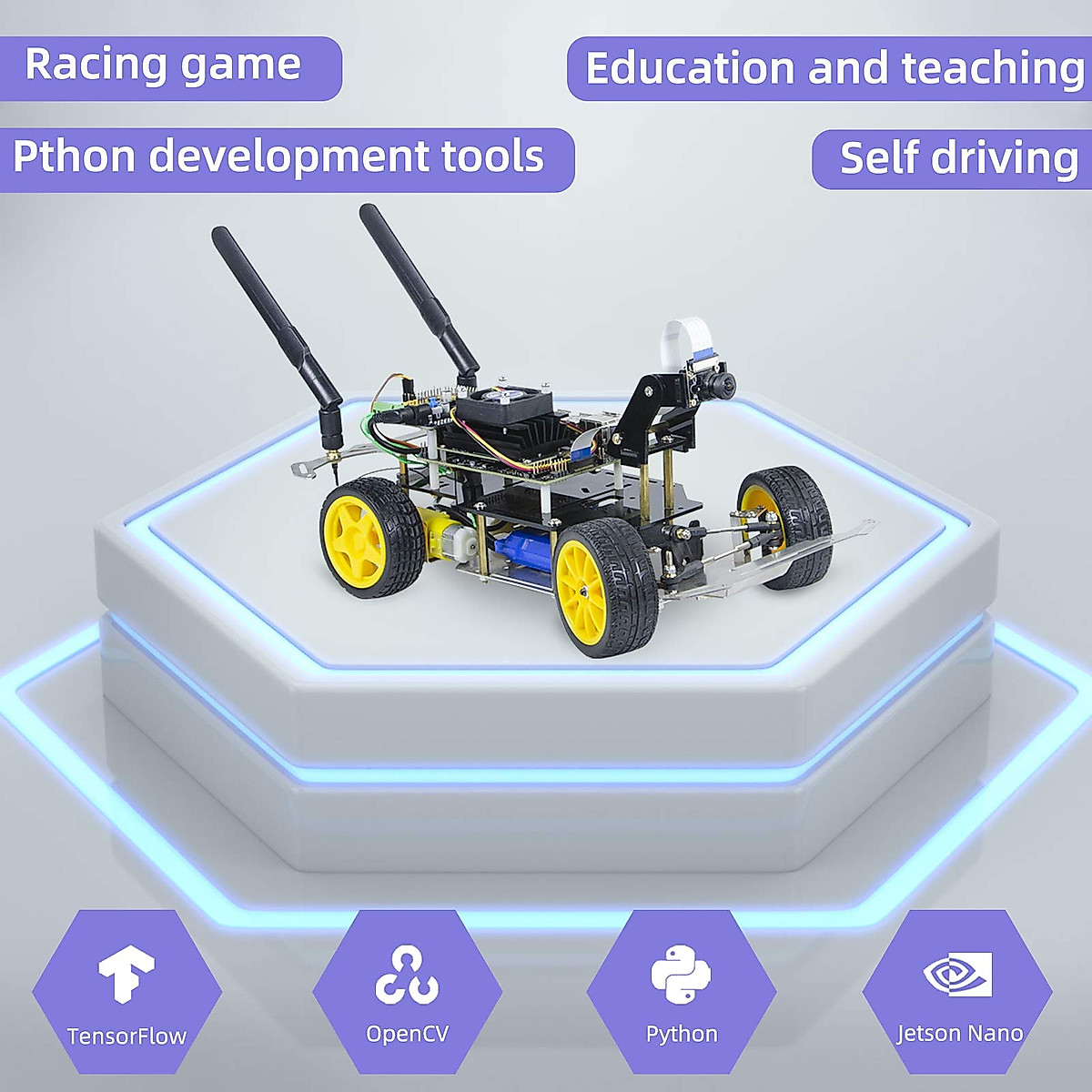 XiaoR Geek AI Racing Robot Powered by Jetson Nano Donkey Car with Deep Learning Slef Driving and Vision Line Following (with Jetson Nano+Assembled)