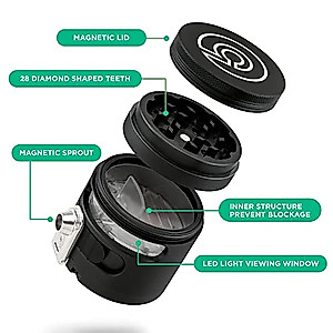 Tectonic9 MANUAL Herb Grinder w/ AUTOMATIC Electric Herbal Spice Dispenser Large 2.5" Aluminum Alloy