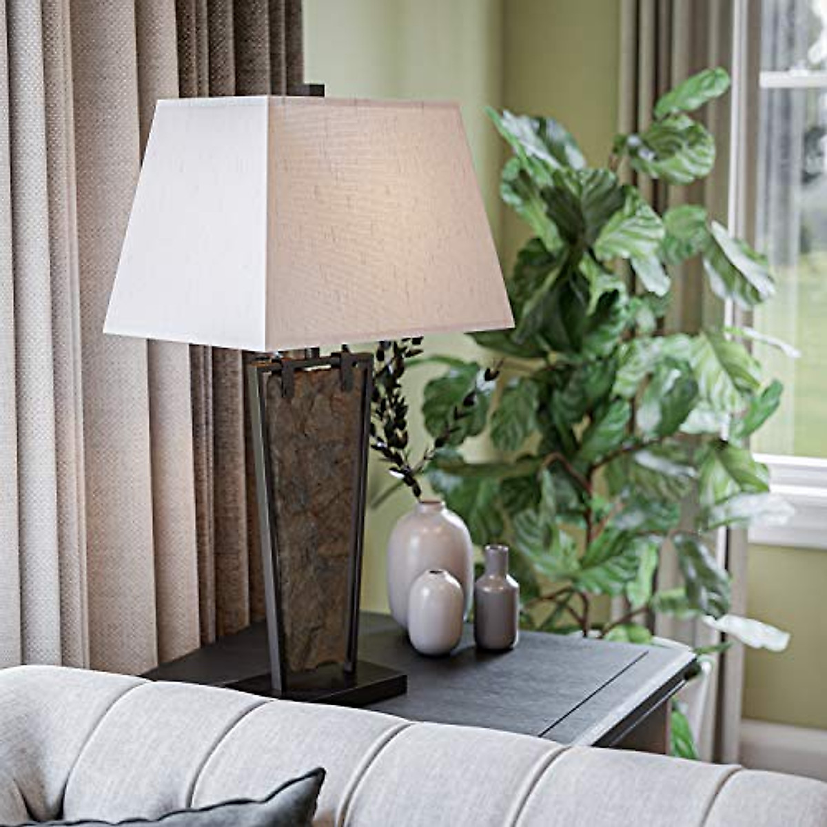 Kenroy Home 32227SL Free Fall Table Lamp with Natural Slate Finish, Rustic Style, 30" Height, 12" Width, 16" Depth