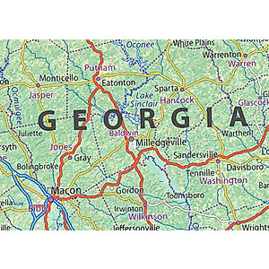 Georgia State Poster Map - 16.5 x 20.4 Inches - Paper Laminated