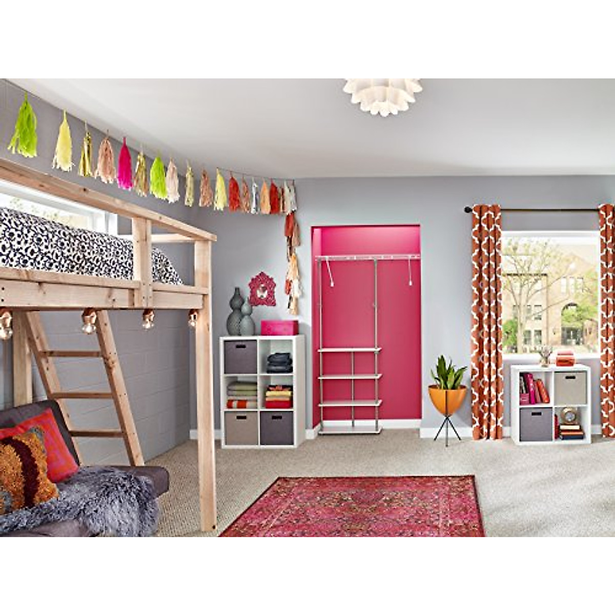 ClosetMaid 55300 Closet Maximizer with (4) Shelves & Double Hang Rod, Tool Free Add On Unit, White Finish,11.6 x 53 x 74 inches