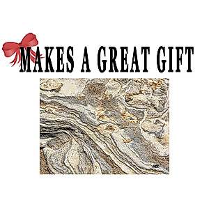 Rogue River Tactical Light Granite Stone Marble Gray Brown White Pattern Textured Marble Art Kitchen Glass Cutting Board Modern Decorative Gift Abstract Wavy Contrast Design