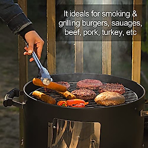 SUNLIFER Portable Charcoal BBQ Grill: Outdoor Small Charcoal Grills with Meat Smoker Combo for Backyard Patio Barbecue | Outdoor Smoking | Camping BBQ | Outside Cooking