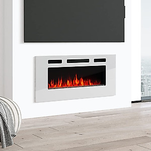 40" Electric Fireplace Recessed Wall Mounted Heater, 1500W/5100BTU (White)