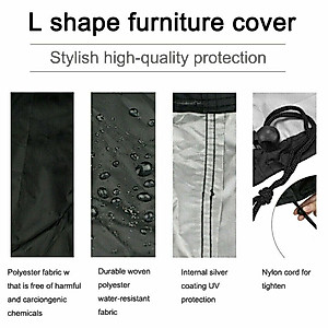 Hperu Garden Sofa Cover Case Patio Furniture Cover L-Shaped Sectional Sofa Cover Waterproof Dustproof Furniture Protection Corner Sofa Cover for Outdoor Indoor Veranda