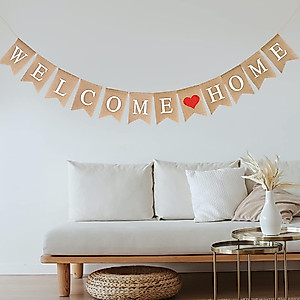 Burlap Welcome Home Banner, Rustic Welcome Home Party Decorations