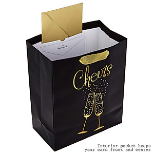 Hallmark All Occasion Gift Bags Assortment with Tissue Paper - Black and Gold (Pack of 3, 2 Large 13" and 1 Medium 9" for Anniversaries, Weddings, Birthdays, Holidays and More)