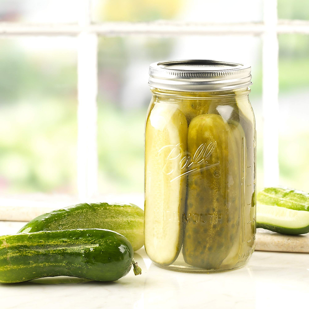 Ball Wide Mouth Quart 32-Ounces Glass Mason Jar with Lid and Band