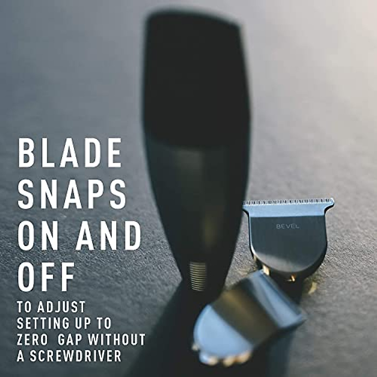 Bevel Beard Trimmer for Men - Cordless Trimmer, 6 Hour Rechargeable Battery Life, Tool Free Adjustable Zero Gapped Blade, Barber Supplies, Mustache Trimmer, Silver