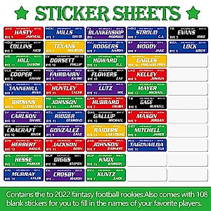 Fantasy Football Draft Board 2023-2024 Kit Extra Large Set with More 600+ Player Labels Premium Color Edition[12 Teams 20 Rounds]