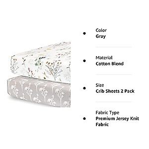 Pobibaby - 2 Pack Premium Fitted Baby Girl Crib Sheets for Standard Crib Mattress - Ultra-Soft Jersey Knit, Safe and Snug, and Stylish Floral Crib Sheet (Wildflower)