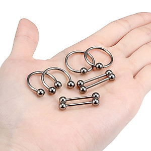 Dyknasz G23 Implant Grade Solid Titanium Externally Threaded Nipple Rings Hoop Straight Barbell Nipple Shield Piercing Jewelry for Women Men 16mm