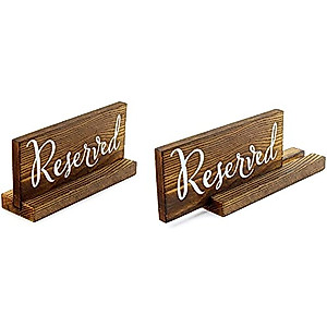 Darware Wooden Reserved Signs for Tables (6-Pack, Brown); Rustic Real Table Signs with Sign Holders for Weddings, Special Events, and Restaurant Use