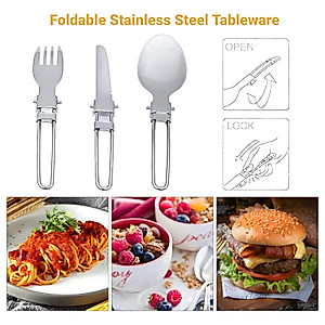 KingCamp 17/25pcs Stainless Steel Camping Cookware Mess Kit Camping Cooking Set Backpacking Gear Lightweight Pots and Pans Set with Folding Knife Fork for Camping Hiking Picnic