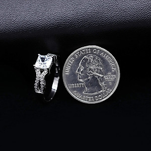 Uloveido Square Cubic Zirconia Diamond Infinity Promise Anniversary Wedding Infinity Ring Promise for Bridal Women Size 6 WX026