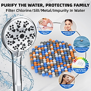 Gyierwe 5"Hand Shower Head, High-Pressure 10 Spray Settings, 59"Stainless Steel Shower Hose and 360° Adjustable Bracket, Quadruple Filtration Design to Improve Water Quality and Make Bathing Healthier