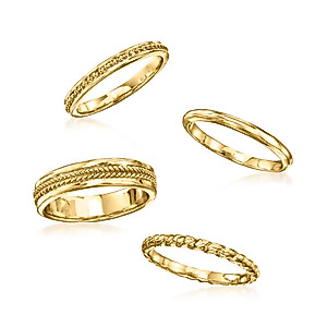 Ross-Simons 18kt Gold Over Sterling Jewelry Set: 4 Stackable Rings. Size 7