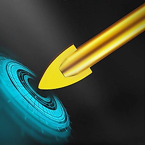 Masonry Drill Bits Set for Tile Glass Ceramic Brick Wood, 10 pcs Diameter 1/8 to 1/2 Inch Drilling Bits with 1/4 Hex Shank, Gold,