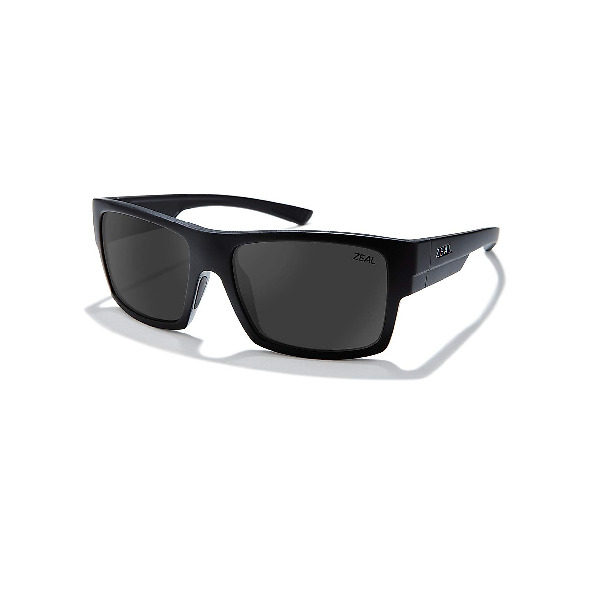Zeal Optics Ridgway Rectangular Sunglasses, Matte Black/Polarized Dark Grey Lens, One Size
