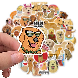 Golden Retriever Stickers for Water Bottles, 50 Pack/PCS Cute Animal Vsco Vinyl Aesthetic Waterproof Dog Stickers Decals Laptop Skateboard Computer Stickers for Teens Kids Girls (Golden Retriever)