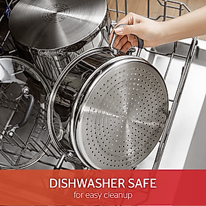 Sunhouse - 5.5 Quarts Multipurpose Stock Pot and Steamer Pot with PFOA-free,18/10 Stainless Steel Steam Pot for Cooking Vegetables, Seafood - Cooking Pot with Lid Suitable for Soups, Stews and Pasta