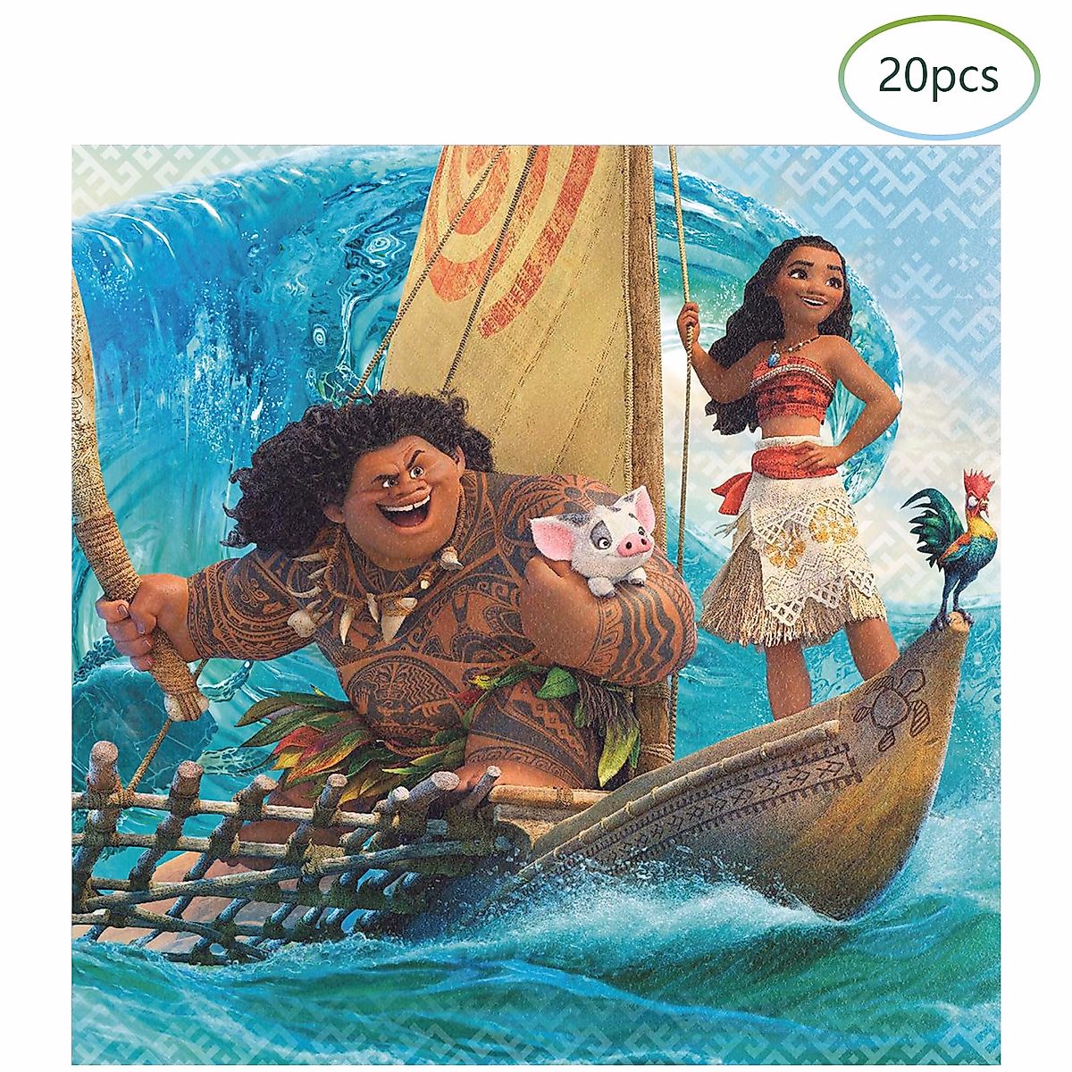 Birthday Party Supplies for Moana, Include 20 Plates and 20 Napkins, for Moana Theme Birthday Party Decorations