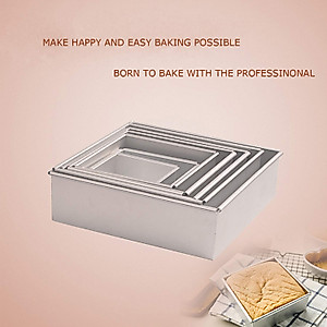 Anodized Aluminum Square Cheesecake Pan Chiffon Cake Mold Baking Mould with Removable Bottom 4 Inch x 4 inch x 2 inch