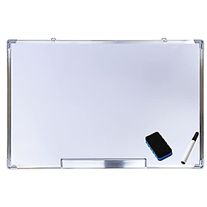 BalanceFrom Magnetic Whiteboard Dry Erase Board Silver Aluminum Frame with Eraser and Marker Pen, Multiple Sizes