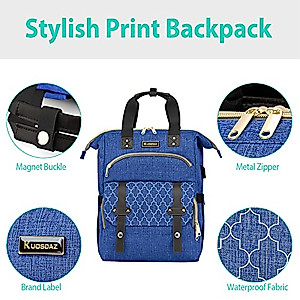 School Backpack for Teens Boys Girls, Laptop Backpack for Men Women, Bookbag for School, 15.6 Inch Work Laptop Bag with USB Charging Port, Wide Open Large Water Resistant Nurse Backpack Purse, Daypacks for College Business, Navy Blue