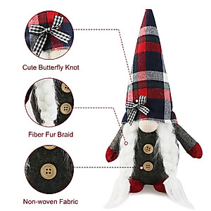 Christmas Gnomes Decorations - Mr and Mrs Buffalo Plaid Xmas Gnome Plush, Handmake Scandinavian Tomte for Christmas Home Table Tiered Tray Decor Gifts - Farmhouse Decor