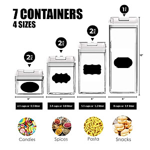 CINEYO 7 Pc's Airtight Food Storage Container & Mop and Broom Holder Wall Mount (Black)