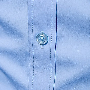 Manwan walk Men's Slim Fit Business Casual Cotton Long Sleeves Solid Button Down Dress Shirts (Large, Black)