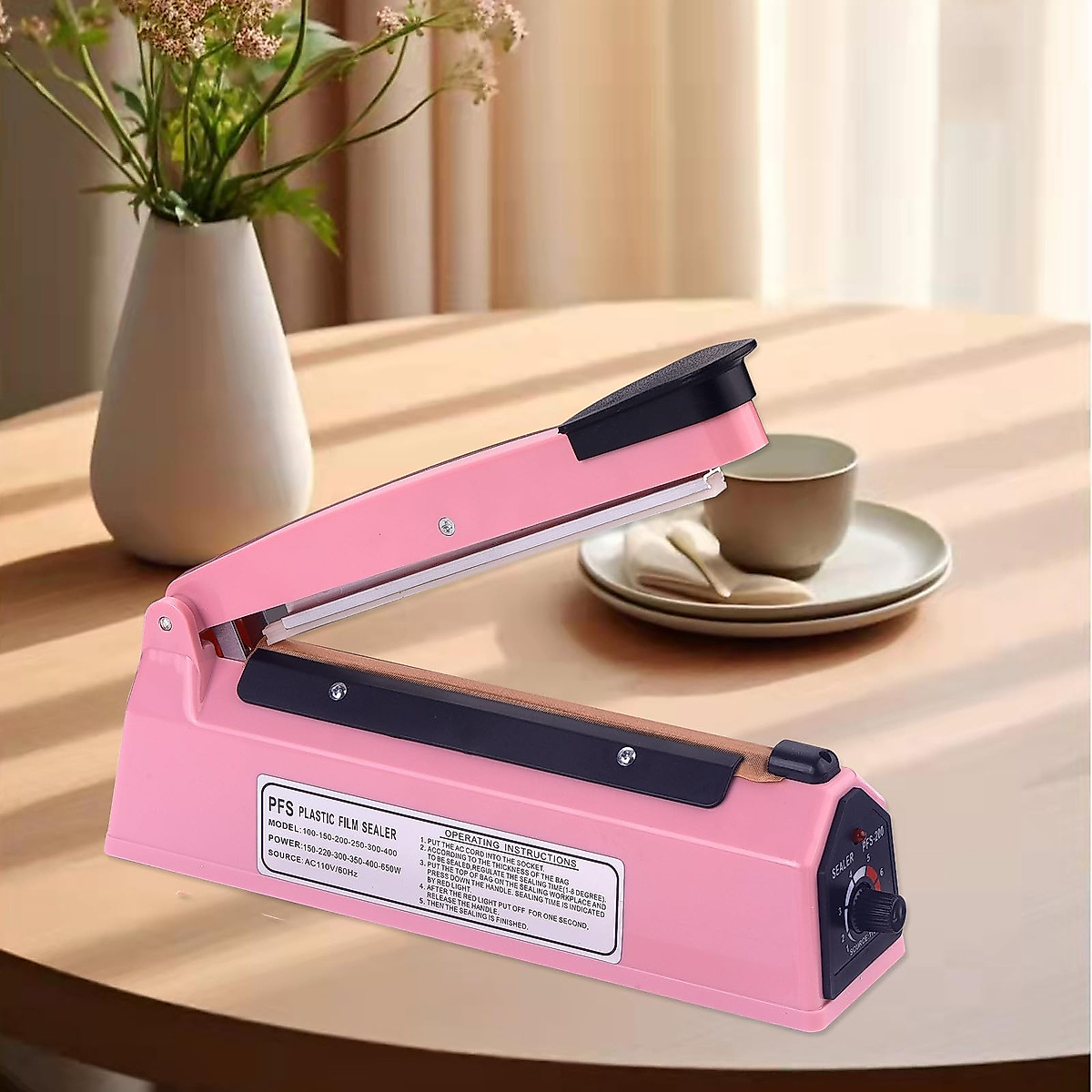 Impulse Bag Sealer 8 inch, Impulse Heat Sealer, Manual Impulse Bag Sealer Poly Bag Sealing Machine Heat Seal Closer for Plastic Bags PE PP Bags