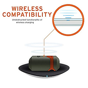 URBAN ARMOR GEAR UAG Compatible with AirPods (1st & 2nd Gen) Case Full-Body Protective Soft-Touch Silicone Case with Detachable Carabiner, Standard Issue Hard Case_001, Olive/Orange