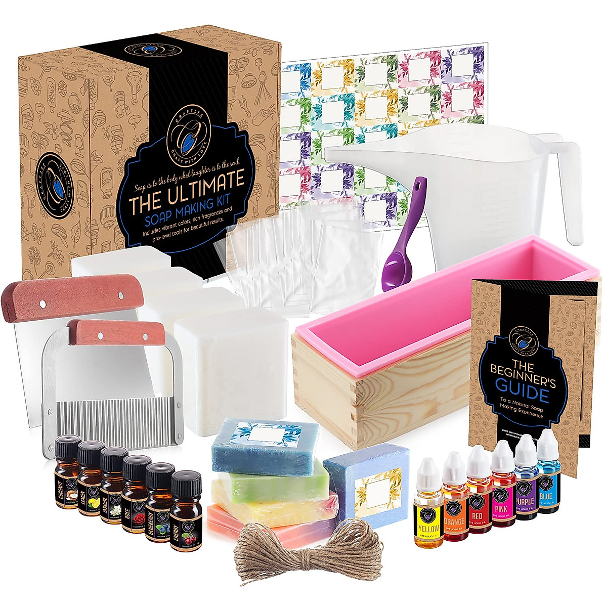 CraftZee Soap Making Kit - Soap Making Supplies - DIY Kits for Adults and Kids with Shea Butter Soap Base, Fragrance Oils, Silicone Loaf Molds, Cutters & More Melt and Pour Soap Kit