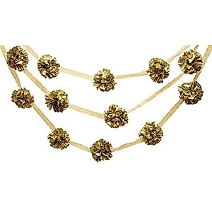 Glitz Pom Pom Garland Hanging Decoration, Gold