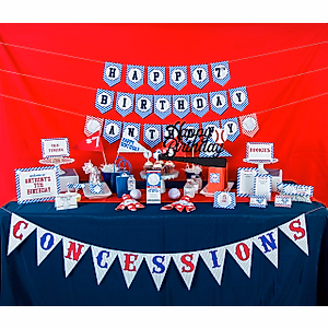 AHAORAY Baseball Happy Birthday Cake Topper - Black Glitter Baseball Party Decorations Supplies, Perfect for Birthday/Baseball Theme Party, Photo Booth Props