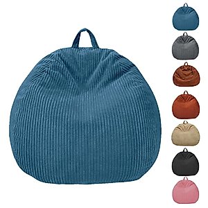 Bean Bag Chairs Cover (No Filler),Bean Bag Cover,Stuffed Animal Storage Bean Bag,Bean Bag for Kids,Adults,Teens,36 x 45 in Blue Bean Bag