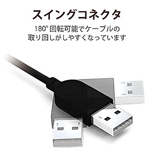 ELECOM U2HS-A402BBK USB Hub 2.0 Bus Power Tablet Swing Connector 4 Port Black