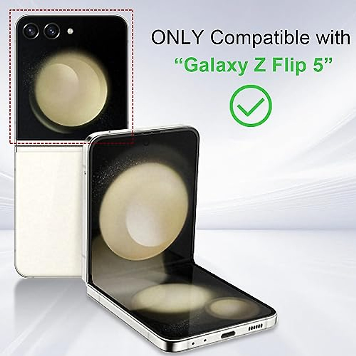 KEZiHOME Samsung Galaxy Z Flip 5 Case，Genuine Leather Samsung Z Flip 5 Case with Camera Lens Cover，Durable Slim Thin Full-Body Protective Phone Case Compatible with Galaxy Z Flip 5 5G (Khaki)