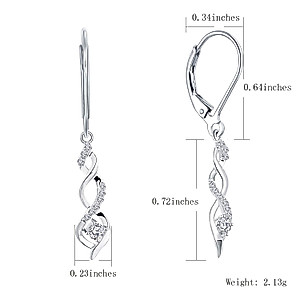 JO WISDOM 925 Sterling Silver Infinity Leverback Dangle & Drop Earrings with AAA Cubic Zirconia