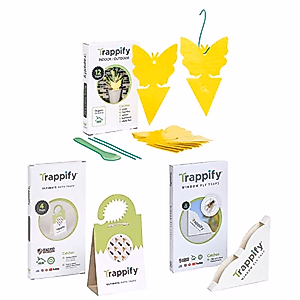Trappify Sticky Gnat Traps, Window Fly Traps & Moth Traps for Outdoor & Indoor Home Pest Control - Fly, Gnats, Moths and Other Flying Insects Disposable Trap with Extra Sticky Adhesive - 20 Traps
