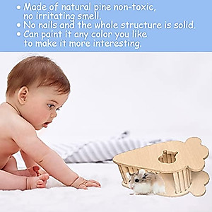 Hamiledyi Wooden Ladder Bridge, Mouse Rest Play Hiding Toy, Rodents Wooden House Guinea Pig Climbing Ladder Chews Toy for Small Animals Rat Syrian Hamster Squirrel Chinchilla Hedgehog3PCS