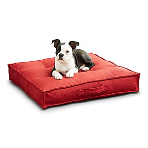 Happy Hounds Milo Square Tufted Pillow Dog Bed, Scarlet, Small (24" x 24")